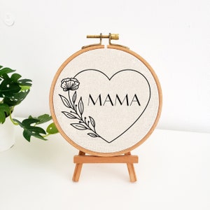 Mama Flower Heart Embroidery PDF Pattern, Floral Heart Wreath Hand ...