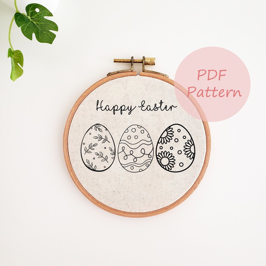 Easter Egg Embroidery Pattern, Happy Easter Embroidery PDF, Easter Hand ...