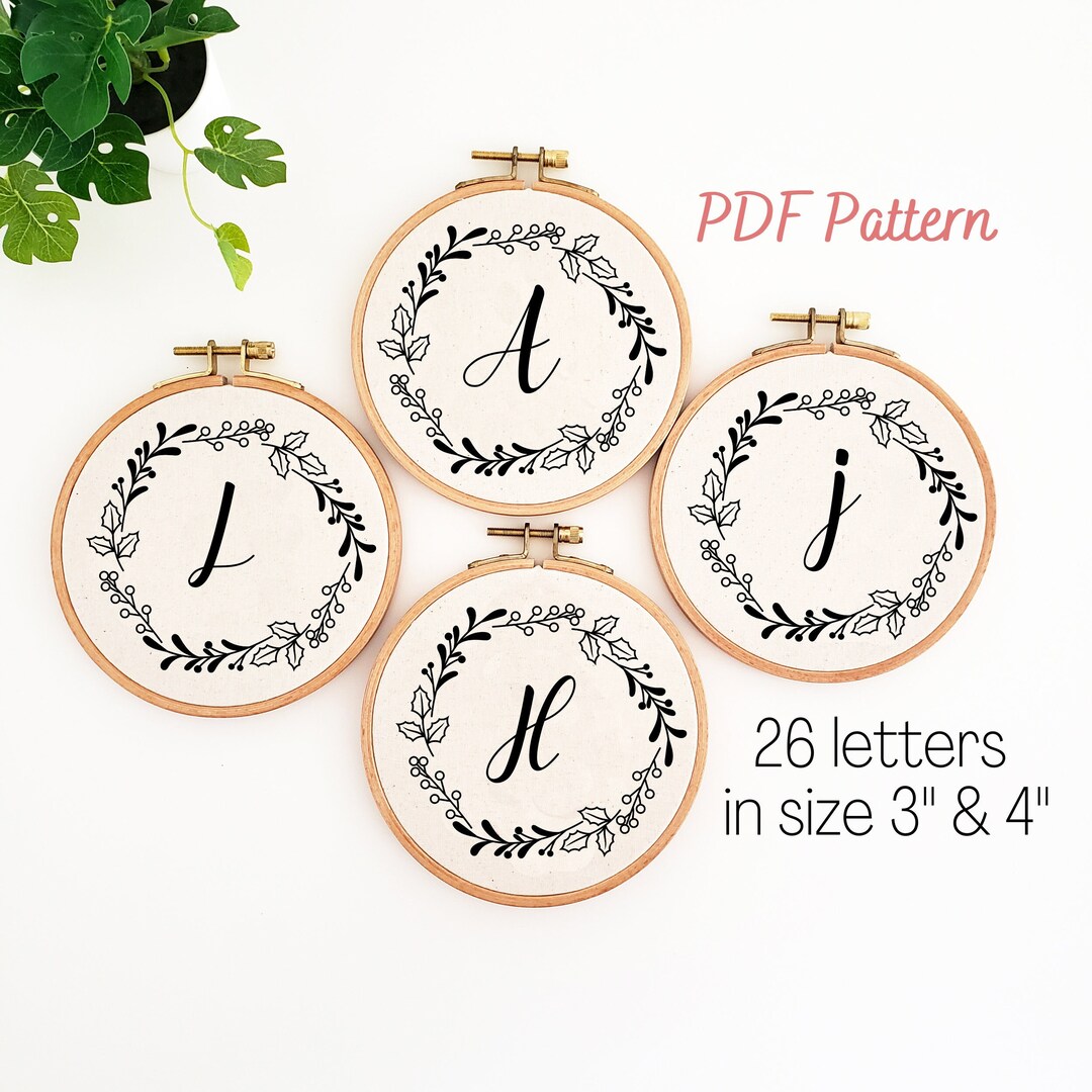 Letter Christmas Ornament Embroidery Pattern, Initial Hand Embroidery ...