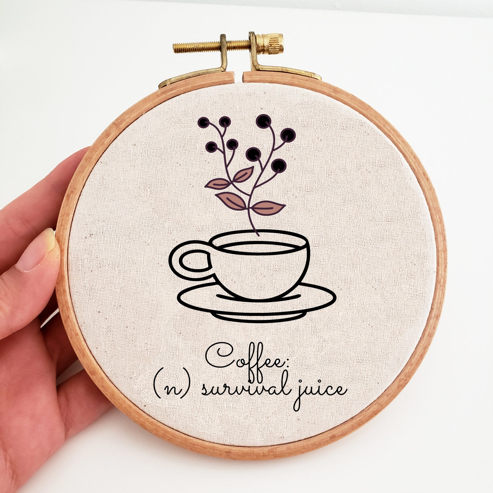 Coffee Cup Embroidery Pattern, Coffee Sign Decor, Printable Embroidery ...