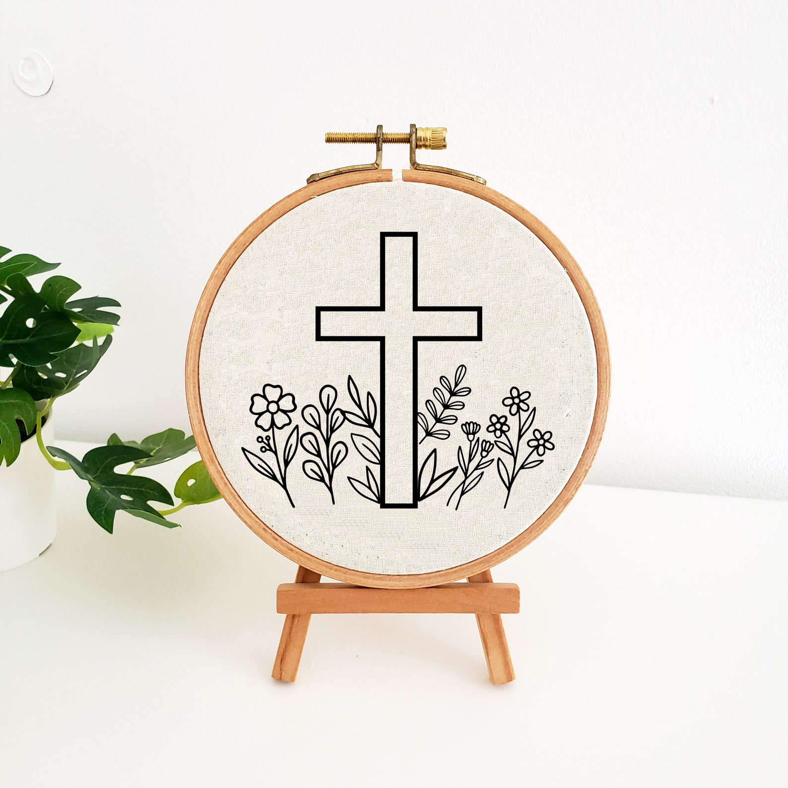 Christian Cross Embroidery Pattern Floral Cross Hand - Etsy