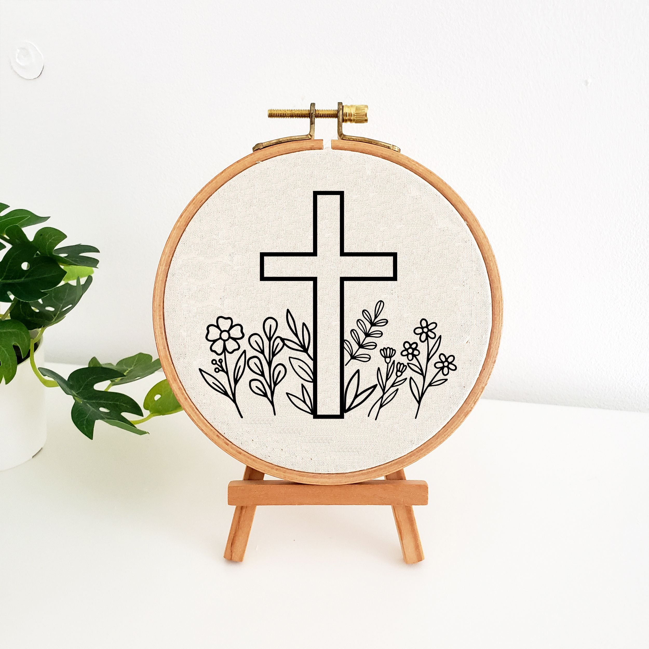 Christian Cross Embroidery Pattern Floral Cross Hand - Etsy