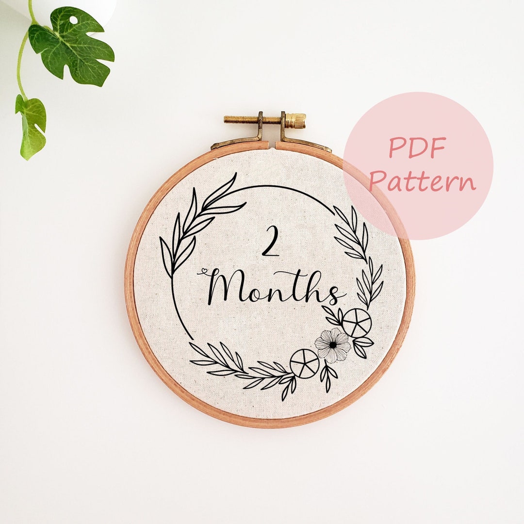 Baby Month Hand Embroidery Design, Baby Milestone Embroidery Pattern ...