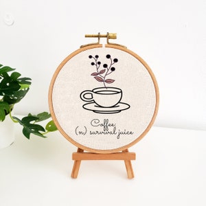 Coffee Cup Embroidery Pattern, Coffee Sign Decor, Printable Embroidery ...