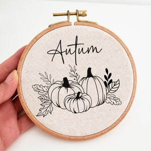 Autumn Pumpkin Embroidery Pattern, Fall Floral Hand Embroidery Design ...
