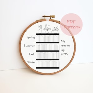 Book Reading Log Hand Embroidery Pattern, 2025 Reading Journal Template ...