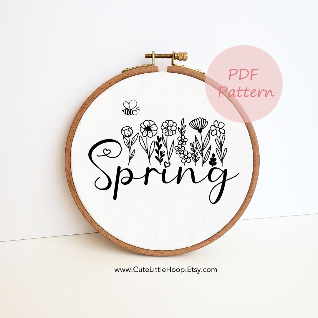 Spring Flower Embroidery Pattern, Bee Wildflower Embroidery PDF ...