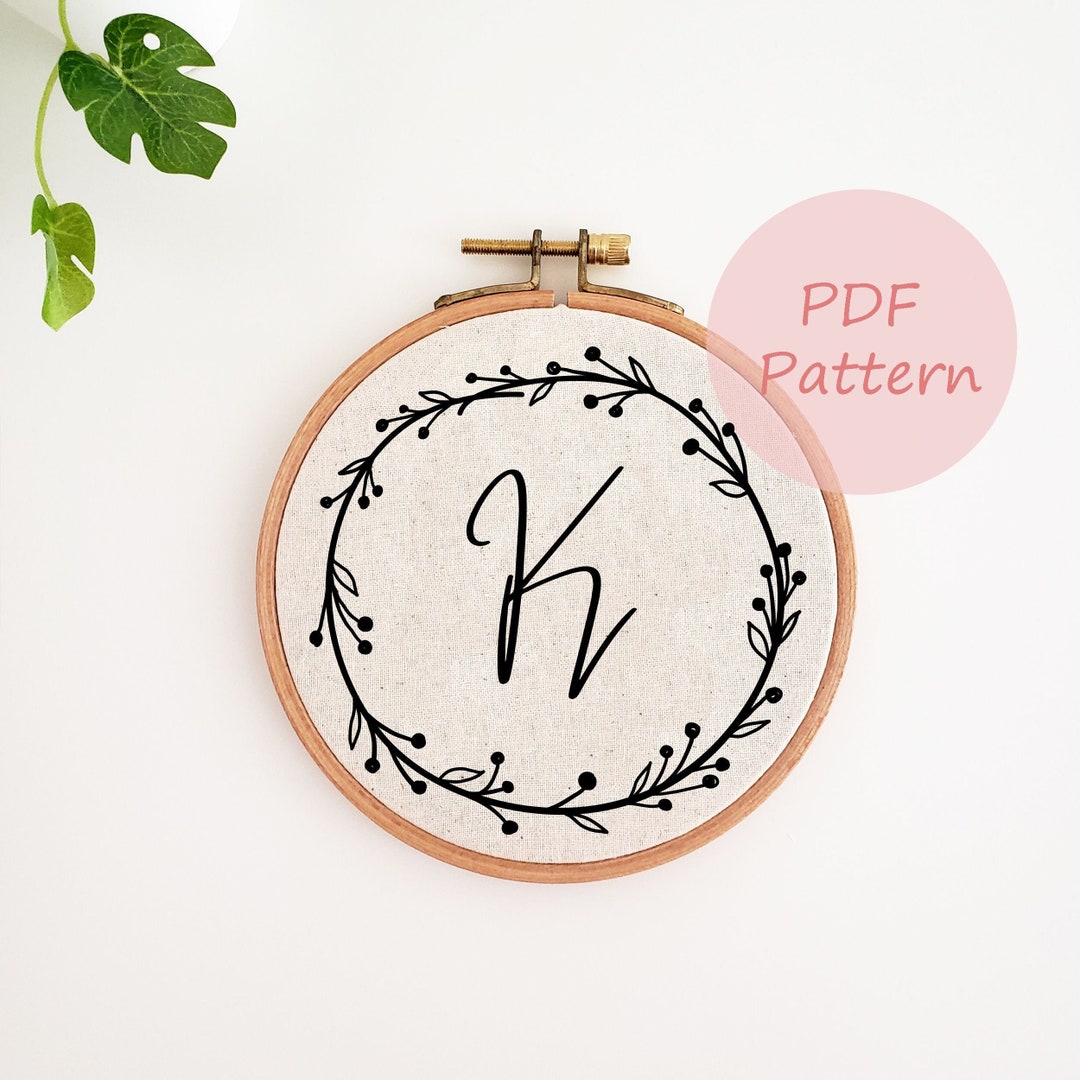 Alphabet Embroidery Pattern, Initial Hand Embroidery Design, Monogram ...