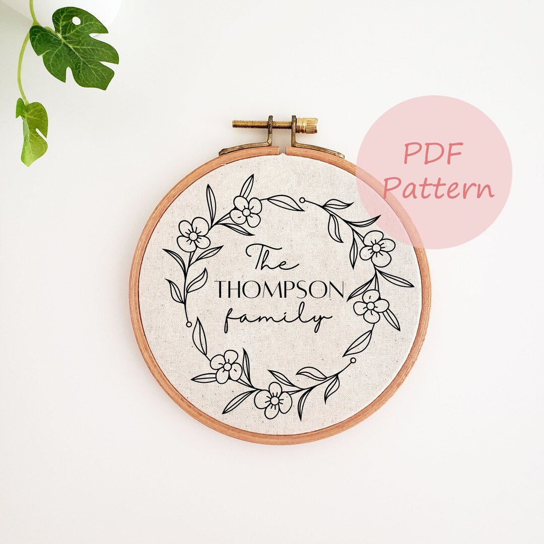 Personalized Family Name Embroidery Pattern, Last Name Hand Embroidery ...