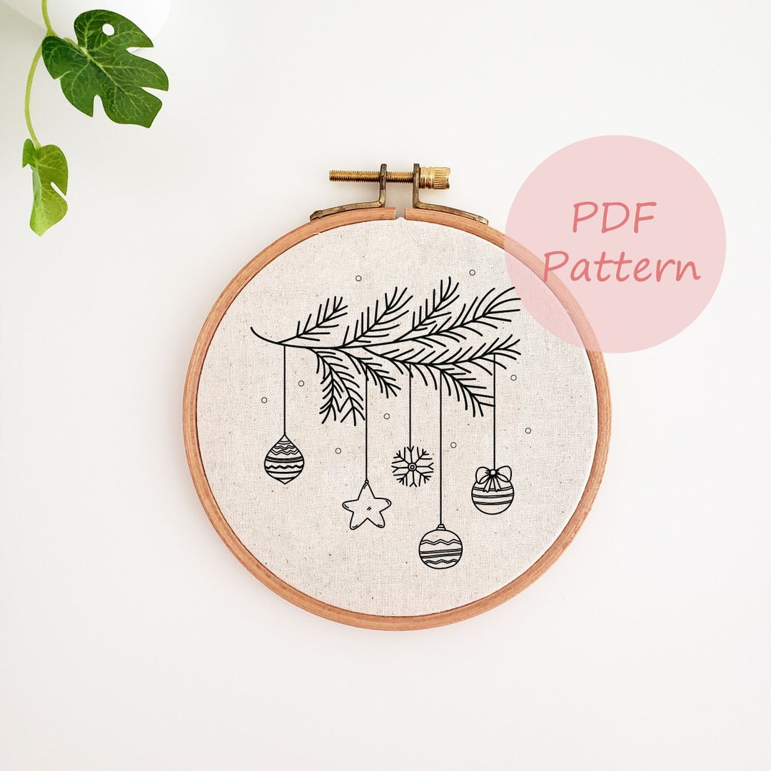 Christmas Tree Branch PDF Pattern, Christmas Crystal Ball Embroidery ...