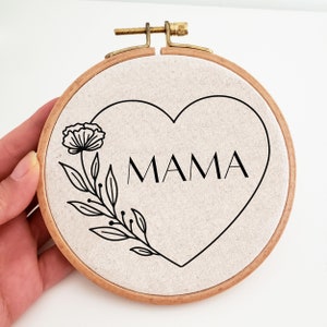 Mama Flower Heart Embroidery PDF Pattern, Floral Heart Wreath Hand ...