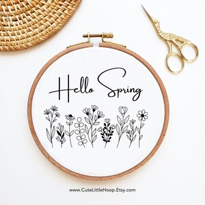 Hello Spring Embroidery PDF Pattern, Wildflower Hand Embroidery Design ...