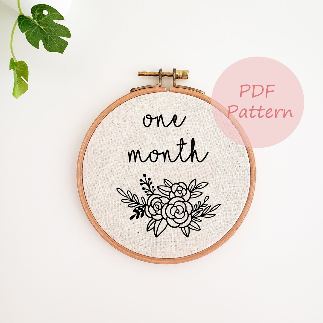 12 Month Baby Milestone Embroidery Pattern, Baby Growth Chart ...