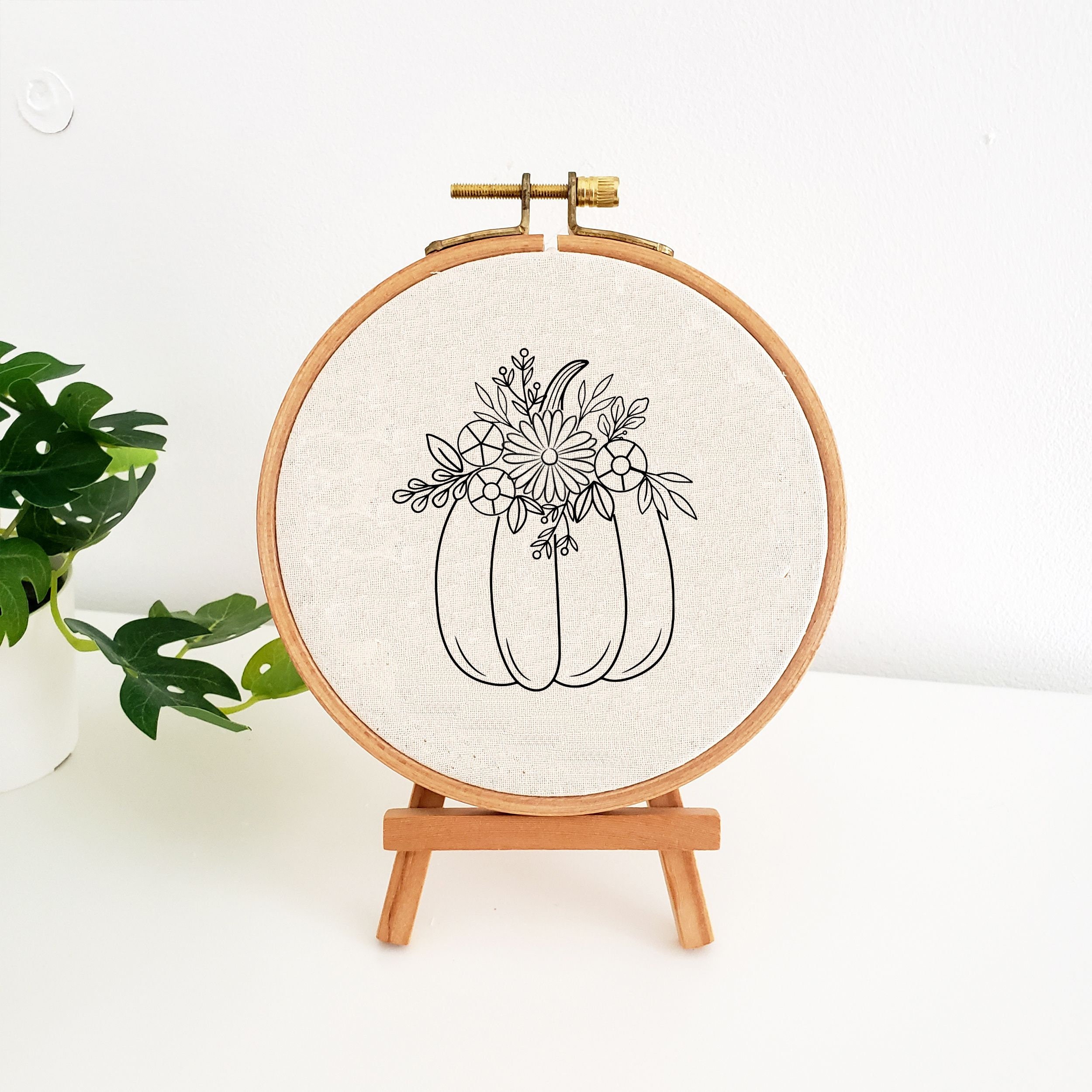 Pumpkin Flower Embroidery Pattern Fall Hand Embroidery - Etsy