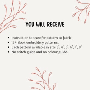 Book Embroidery Pattern Bundle, Book Stack Embroidery, Book Quote Embroidery Design, Floral Book ...