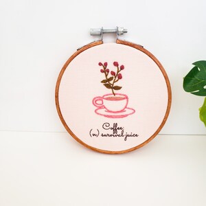 Coffee Cup Embroidery Pattern, Coffee Sign Decor, Printable Embroidery ...