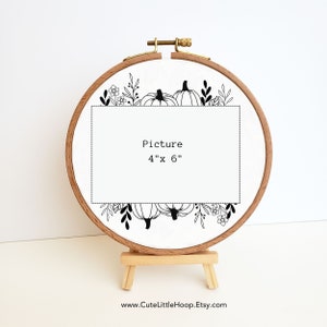 Pumpkin Photo Frame Embroidery Pattern, Floral Picture Frame PDF ...