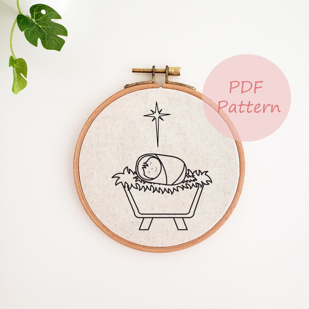 Baby Jesus Embroidery Pattern, Christmas Jesus Embroidery PDF Pattern ...