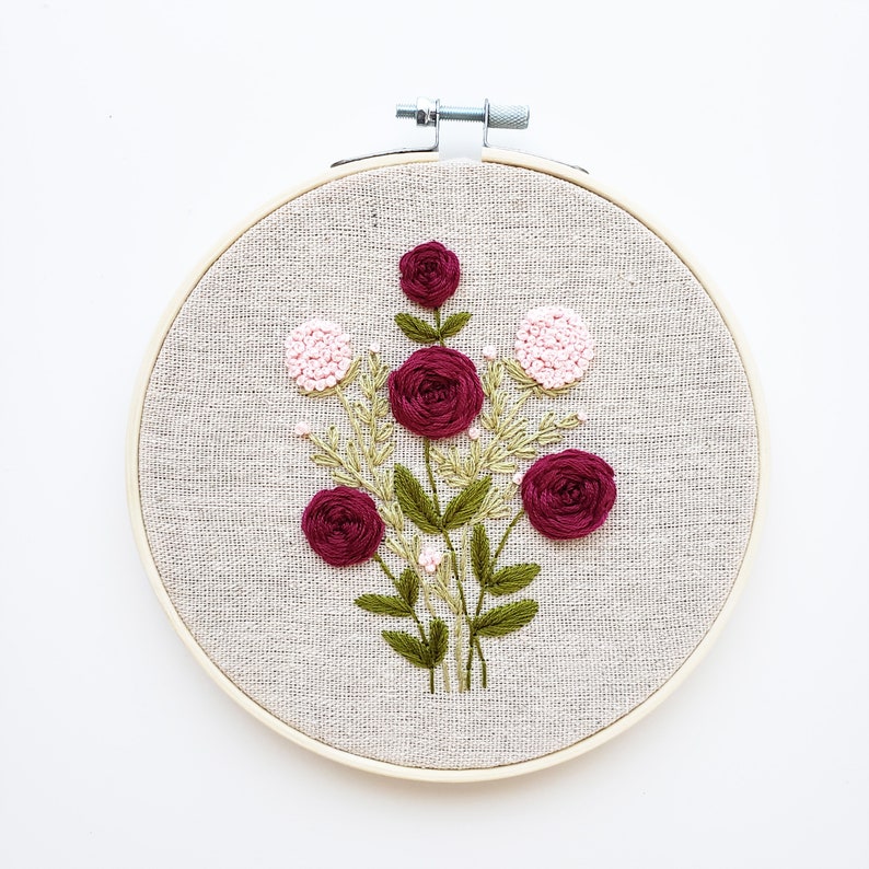 Rose Embroidery Pattern Rose Bouquet Hand Embroidery - Etsy