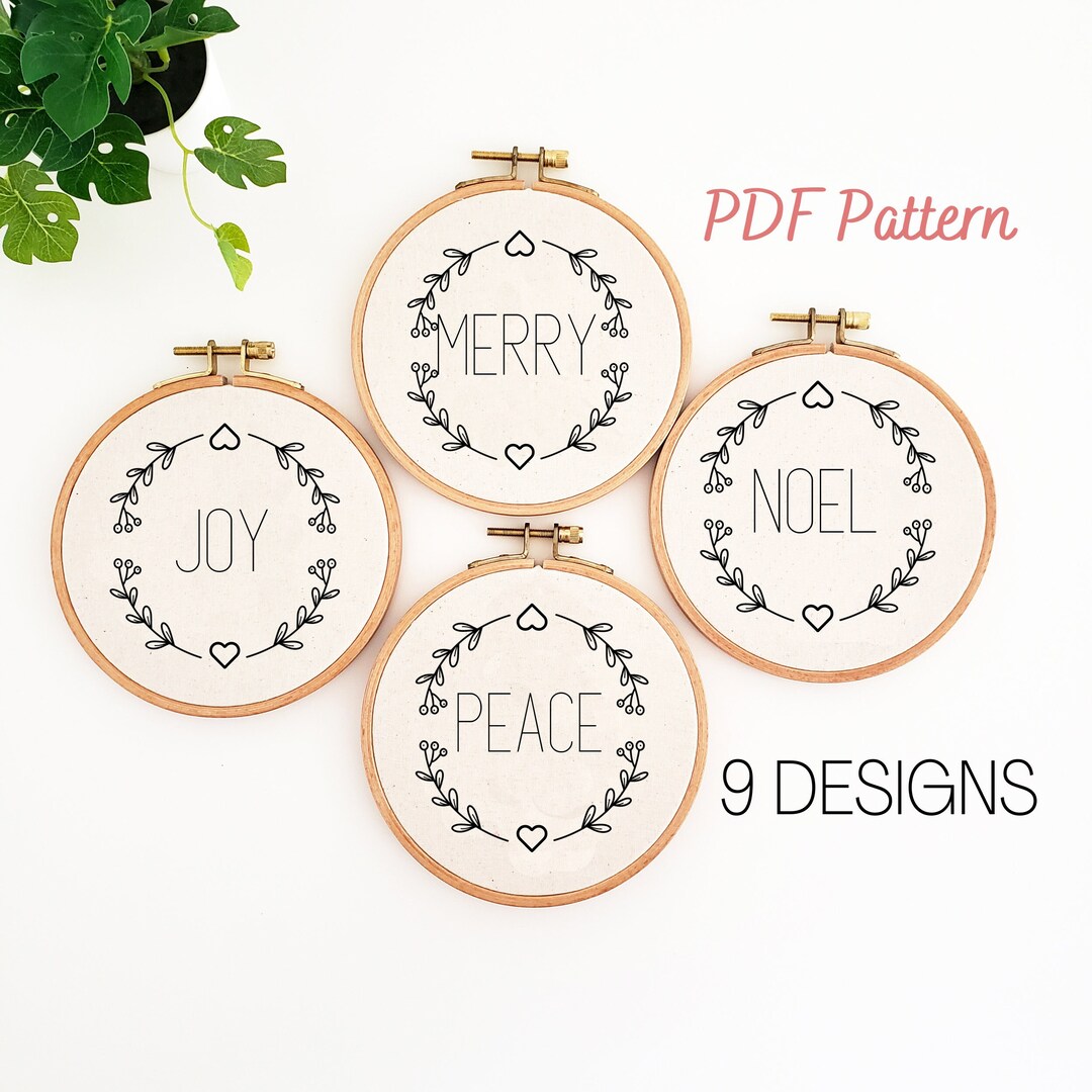 Word Ornament Set Embroidery Pattern, Christmas Ornament Embroidery ...