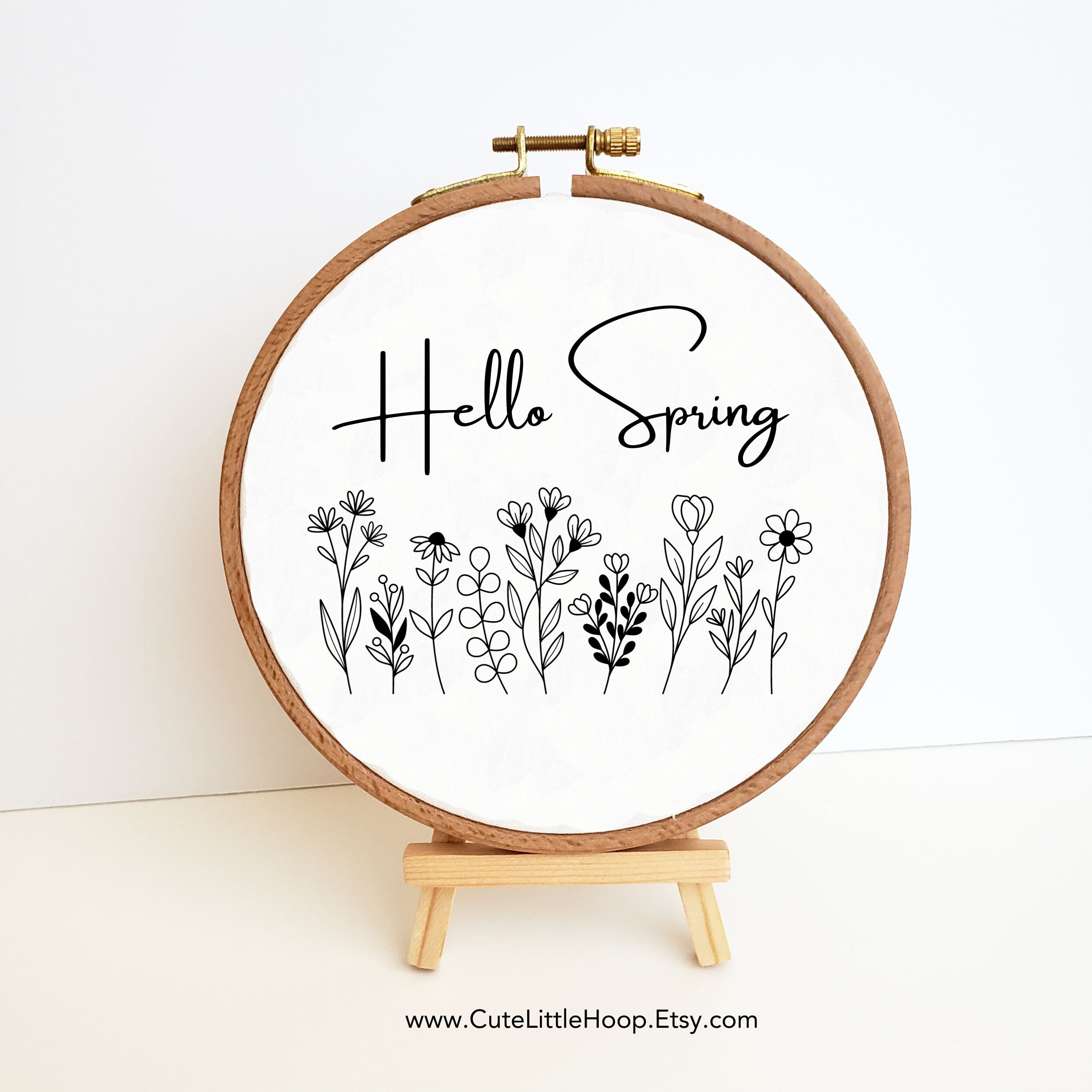Hello Spring Embroidery PDF Pattern, Wildflower Hand Embroidery Design ...