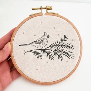 Cardinal Embroidery Pattern, Christmas Ornament PDF Pattern, Holiday ...