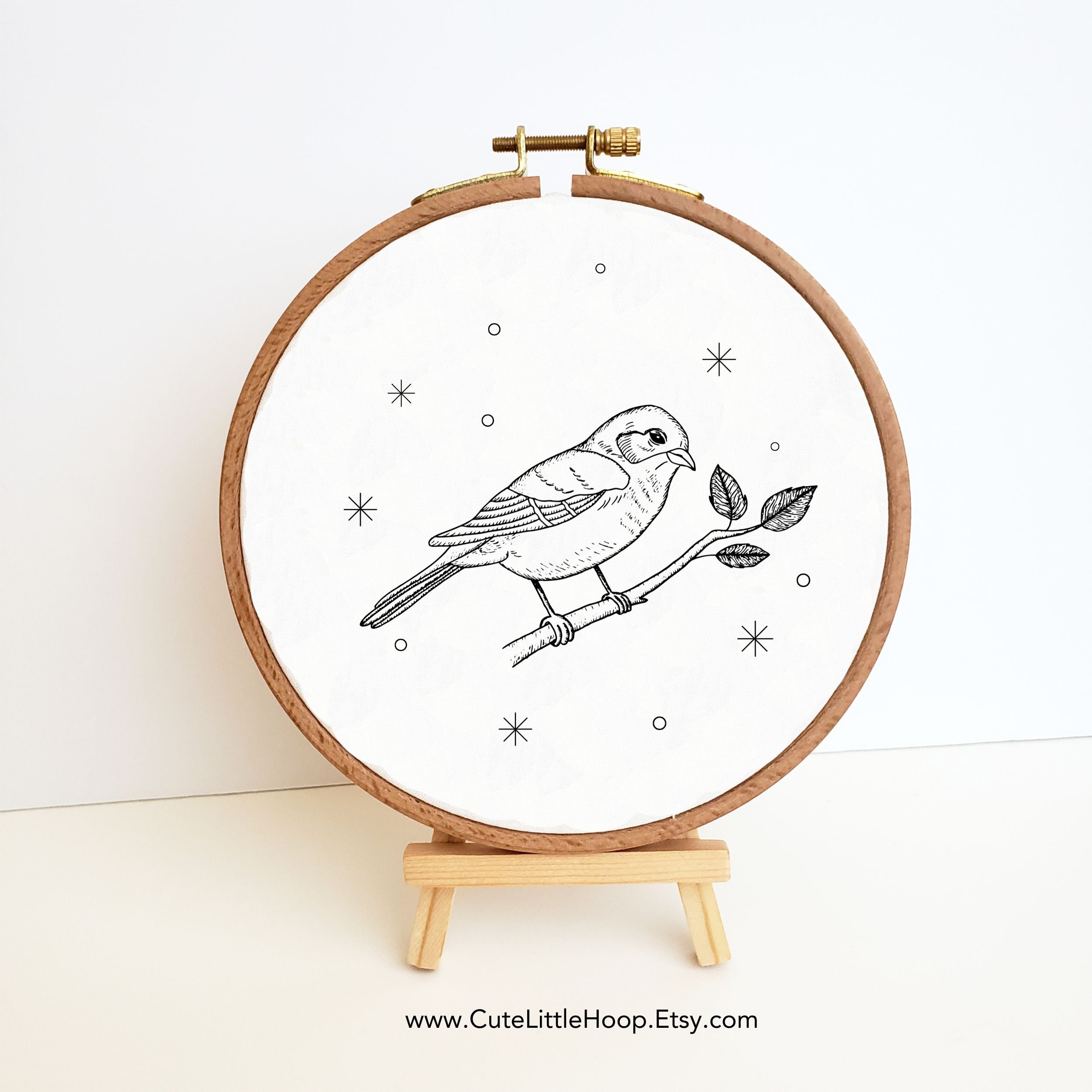 Sparrow in Snow Embroidery Pattern, Winter Embroidery PDF Pattern ...