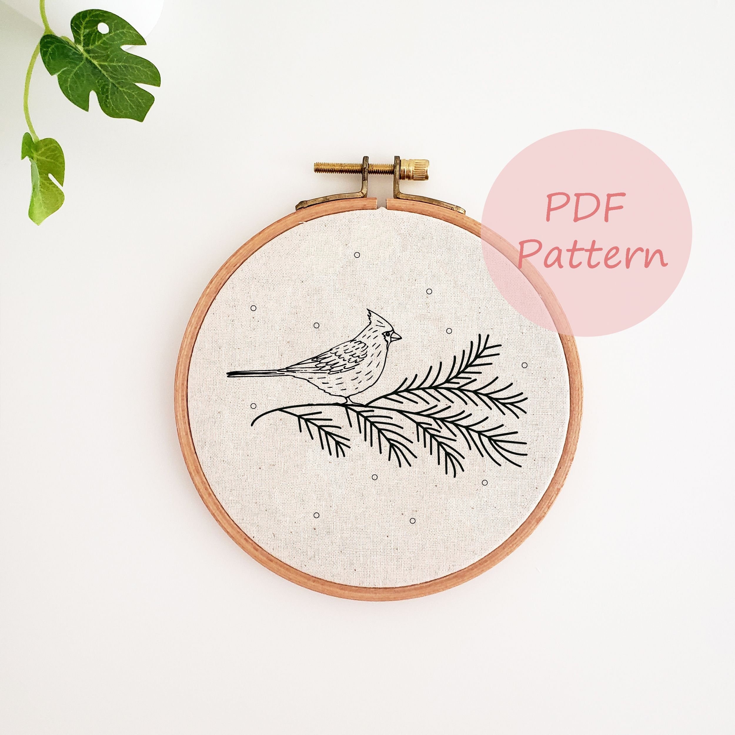 Cardinal Embroidery Pattern Christmas Ornament PDF Pattern - Etsy