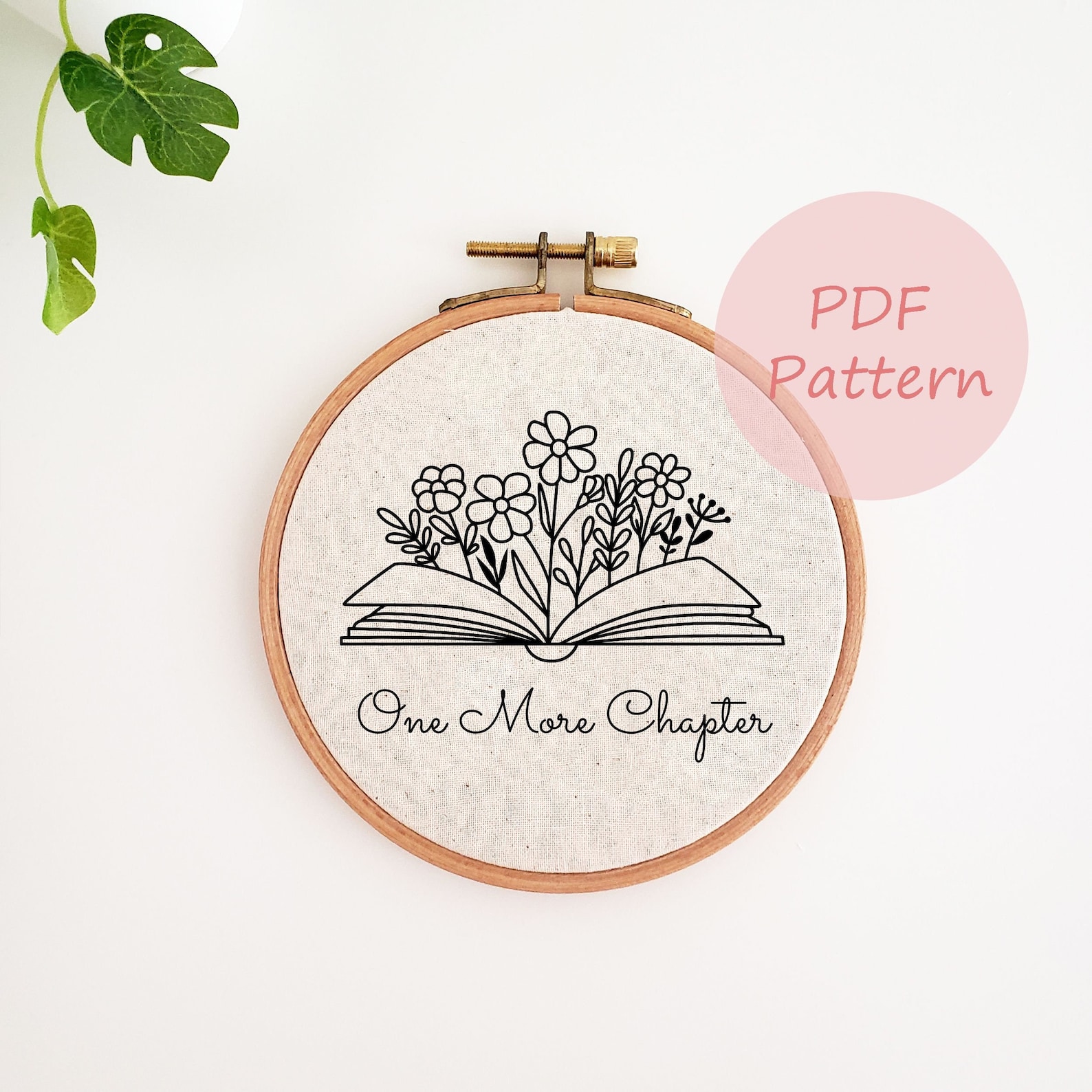 Book Hand Embroidery Design, One More Chapter Embroidery Pattern ...