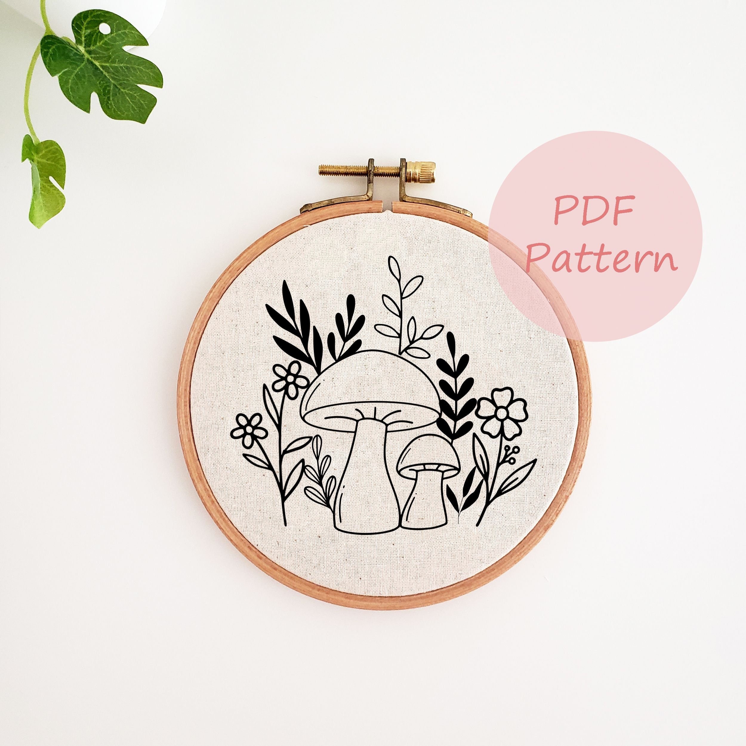 Mushroom Embroidery Pattern Flower Embroidery PDF Beginner - Etsy