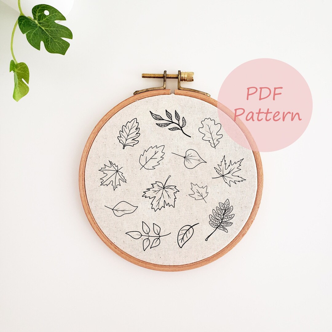 Fall Leaf Embroidery Pattern, Autumn Leaves Hand Embroidery Design, PDF ...