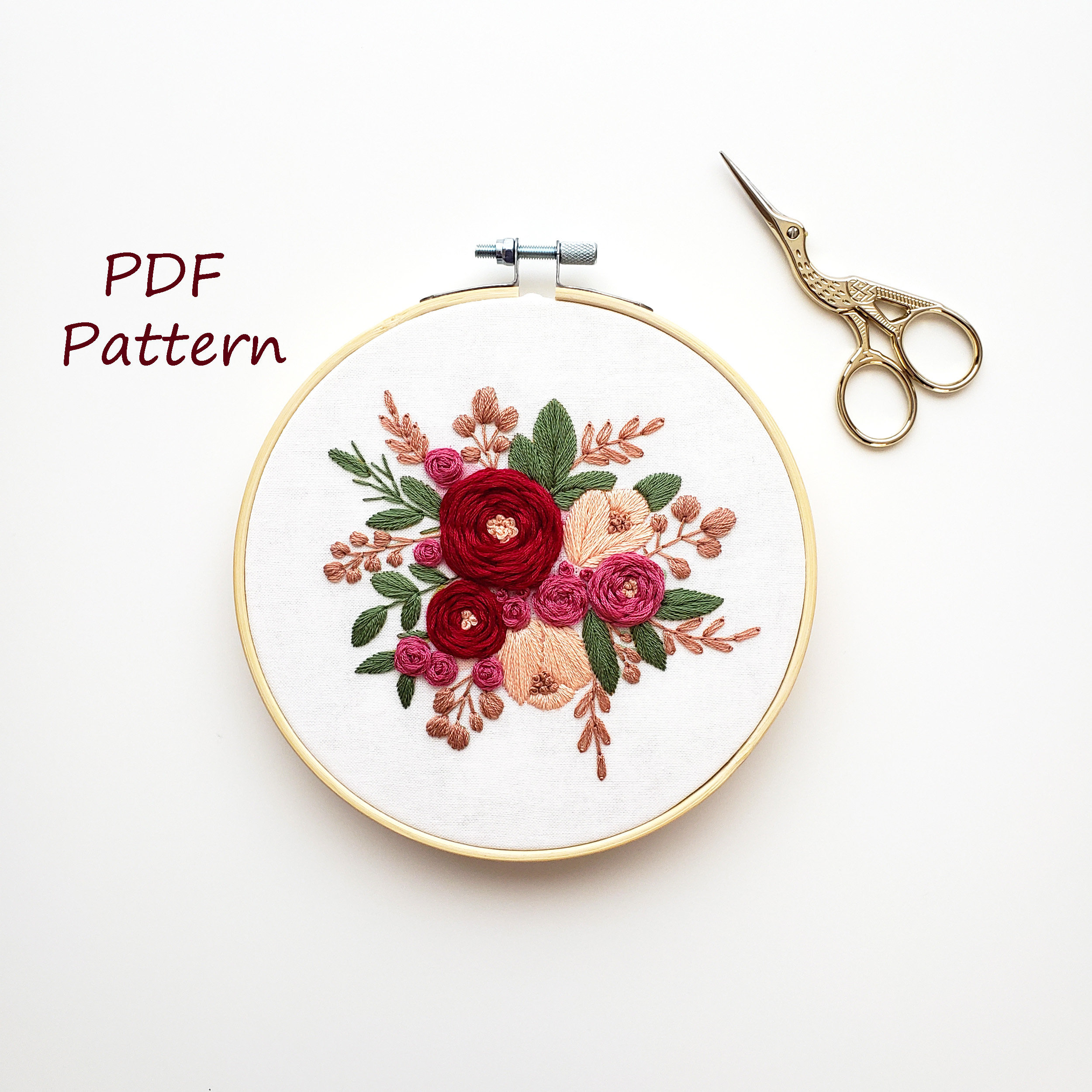 Rose Embroidery Pattern Floral Embroidery Pattern Hand | Etsy