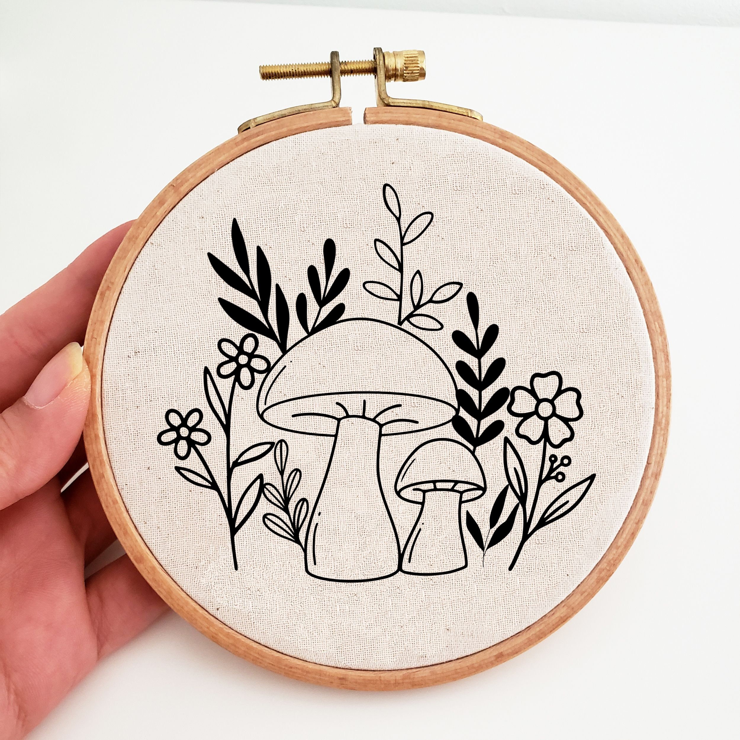 Mushroom Embroidery Pattern, Flower Embroidery PDF, Beginner Hand ...