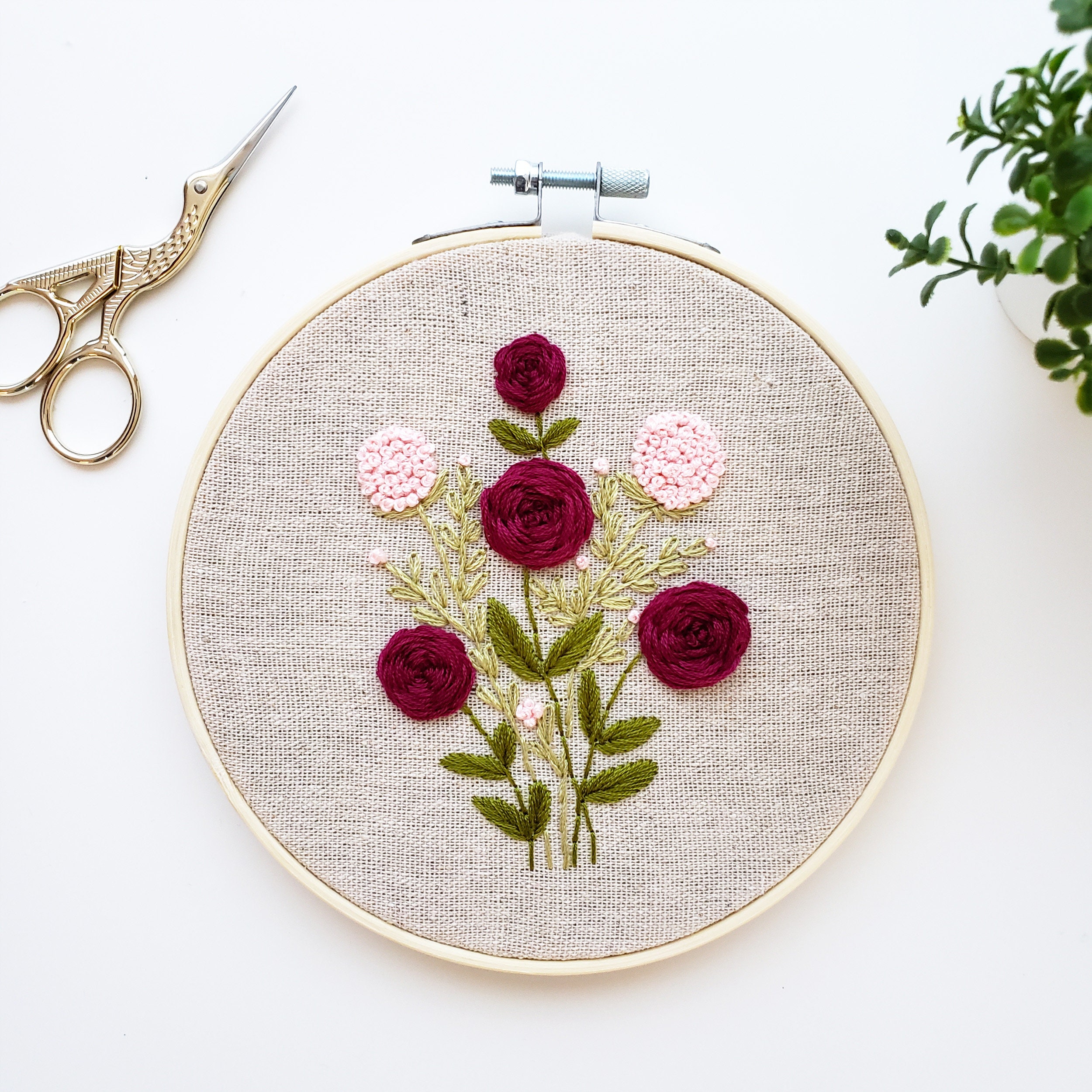 Rose embroidery pattern rose bouquet hand embroidery | Etsy
