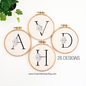 Floral Monogram Hand Embroidery Design, 26 Initial Embroidery PDF ...