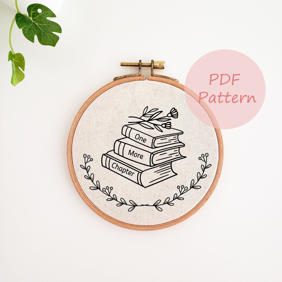 One More Chapter Embroidery Pattern, Book Hand Embroidery Design ...