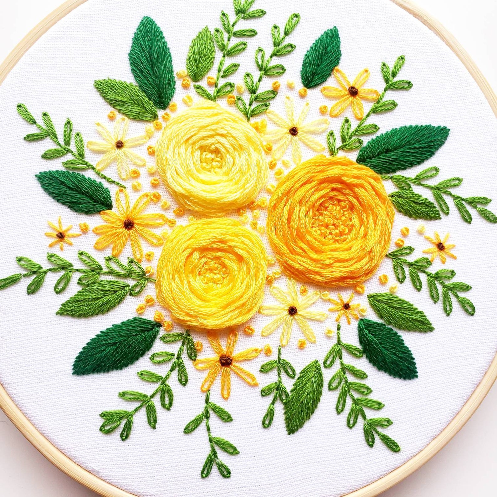Yellow Rose Embroidery Pattern, Flower Embroidery Pattern, Beginner ...