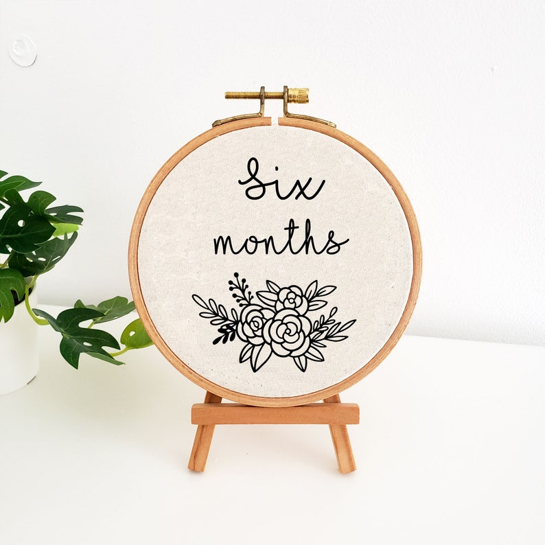 12 Month Baby Milestone Embroidery Pattern, Baby Growth Chart ...