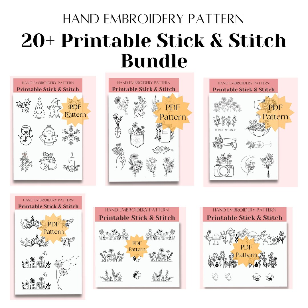 20+ Digital Stick and Stitch Collection, Beginner Printable PDF Hand ...