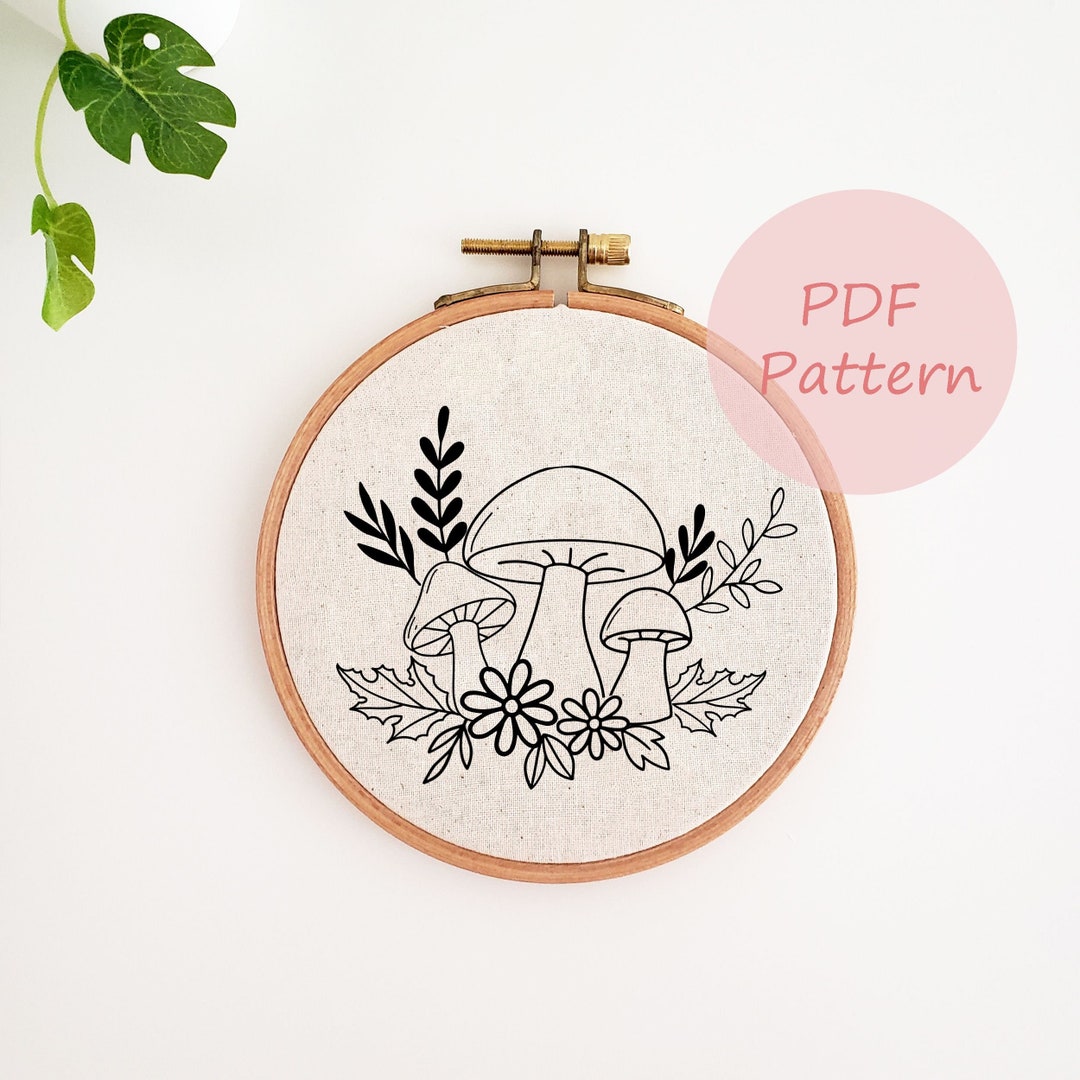 Fall Mushrrom Embroidery Pattern, Autumn Embroidery PDF Pattern ...