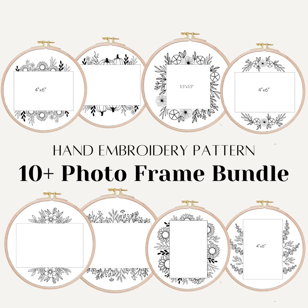 Photo Frame Embroidery Pattern Bundle, Photo Holder PDF Pattern, Flower ...