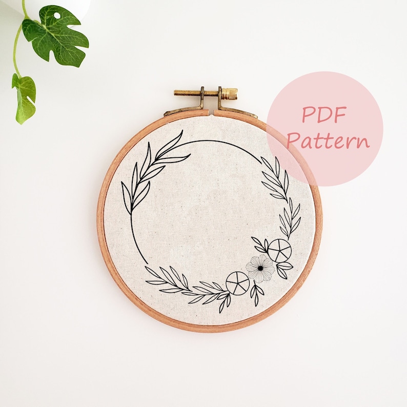 Floral Wreath Embroidery Pattern Flower Embroidery PDF - Etsy