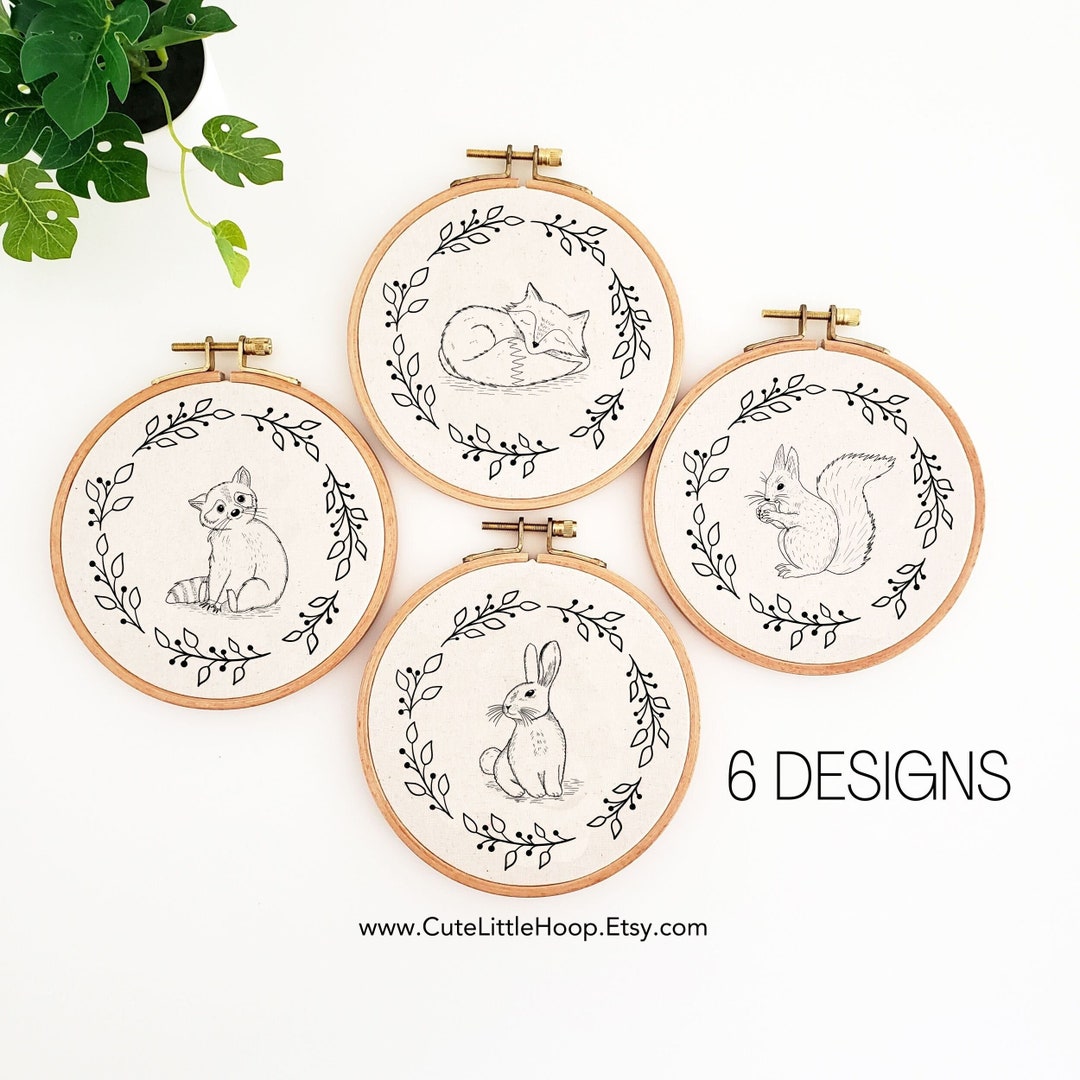 Winter Woodland Animal PDF Embroidery Pattern, Forest Animal Embroidery ...
