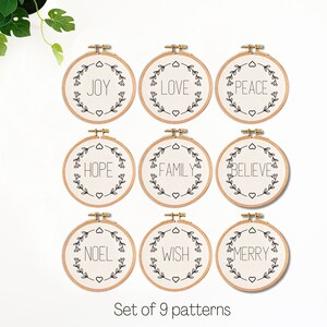 Word Ornament Set Embroidery Pattern, Christmas Ornament Embroidery ...