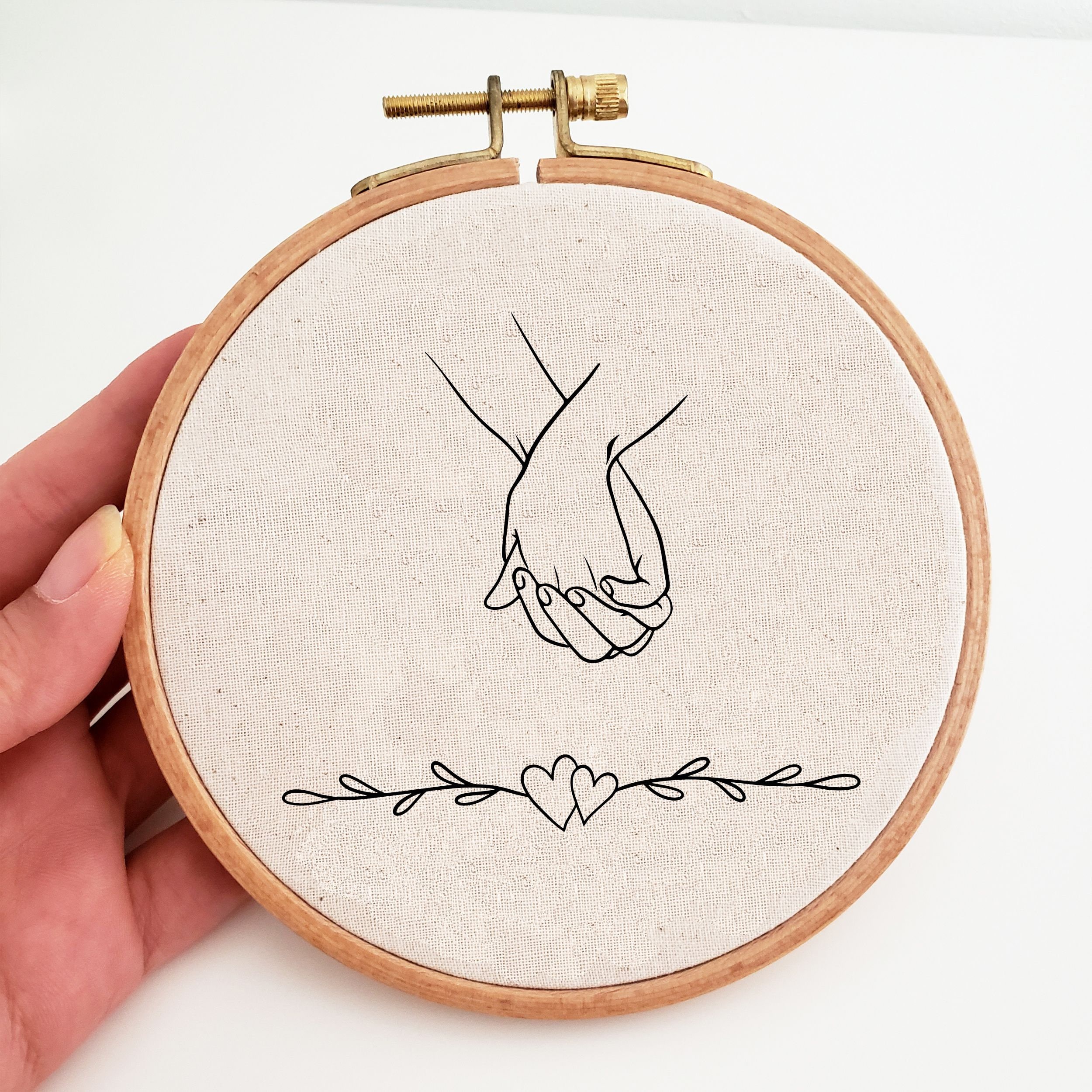 Love Embroidery Pattern, Valentine Hand Embroidery Design, Hand in Hand ...