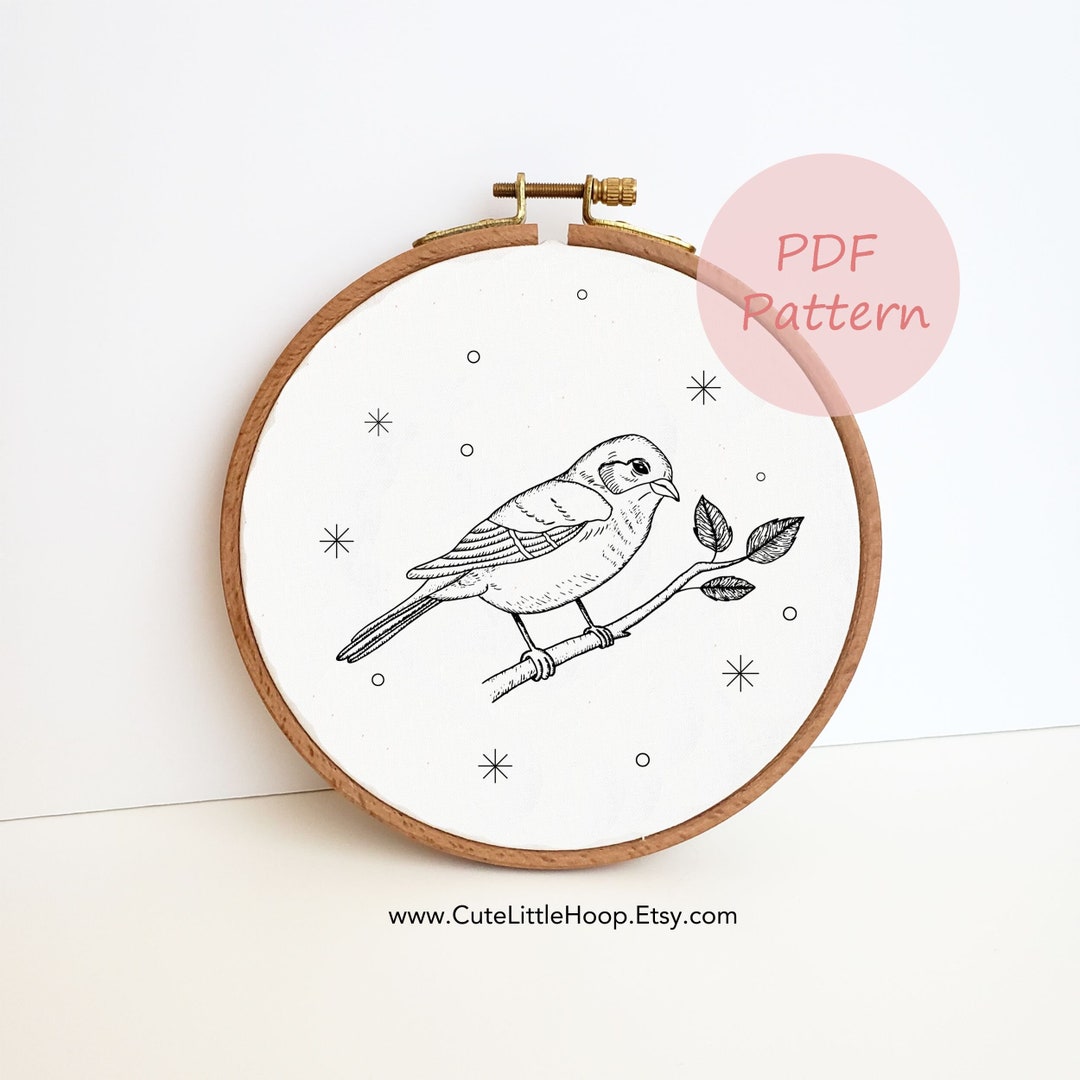 Sparrow in Snow Embroidery Pattern, Winter Embroidery PDF Pattern ...