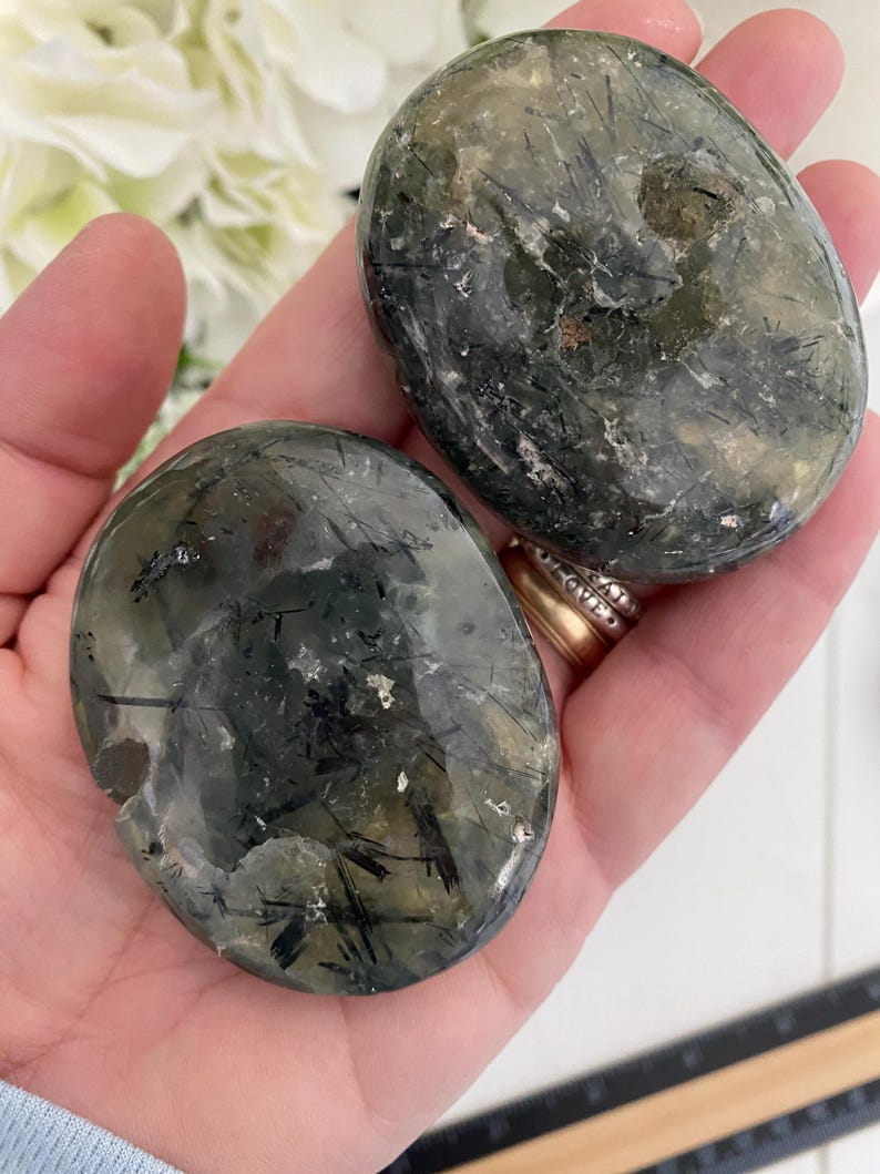 Prehnite With Epidote Palm Stones (you Choose) - Etsy