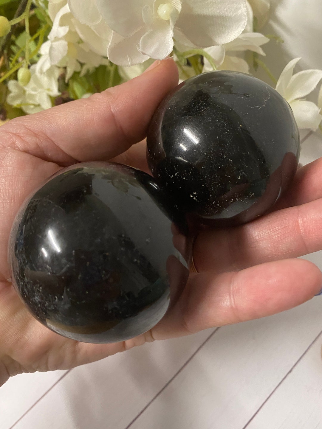 Black Tourmaline Spheres you Choose Stand Included - Etsy
