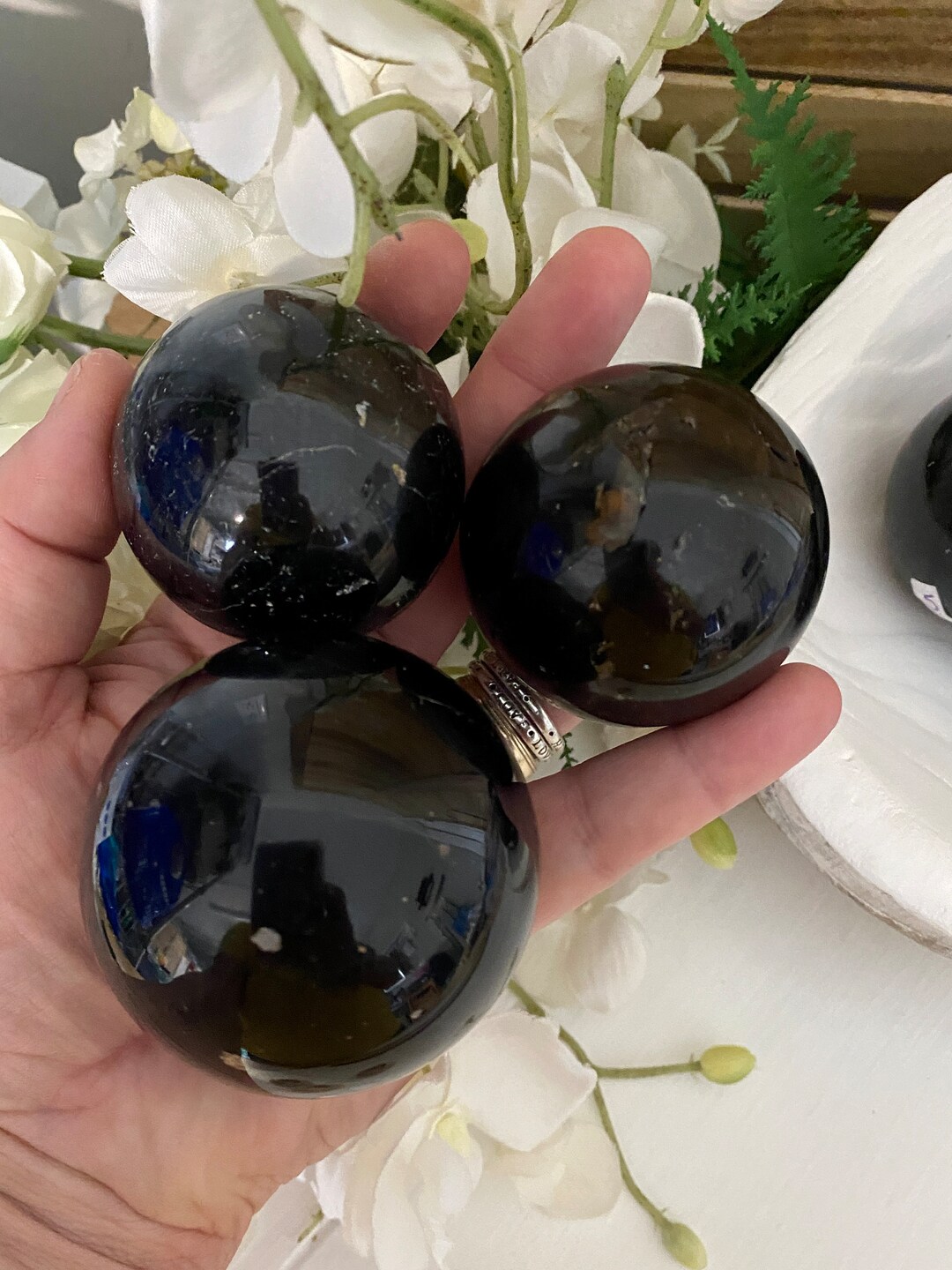Black Tourmaline Spheres (you Choose) Sphere Stand Included - Etsy