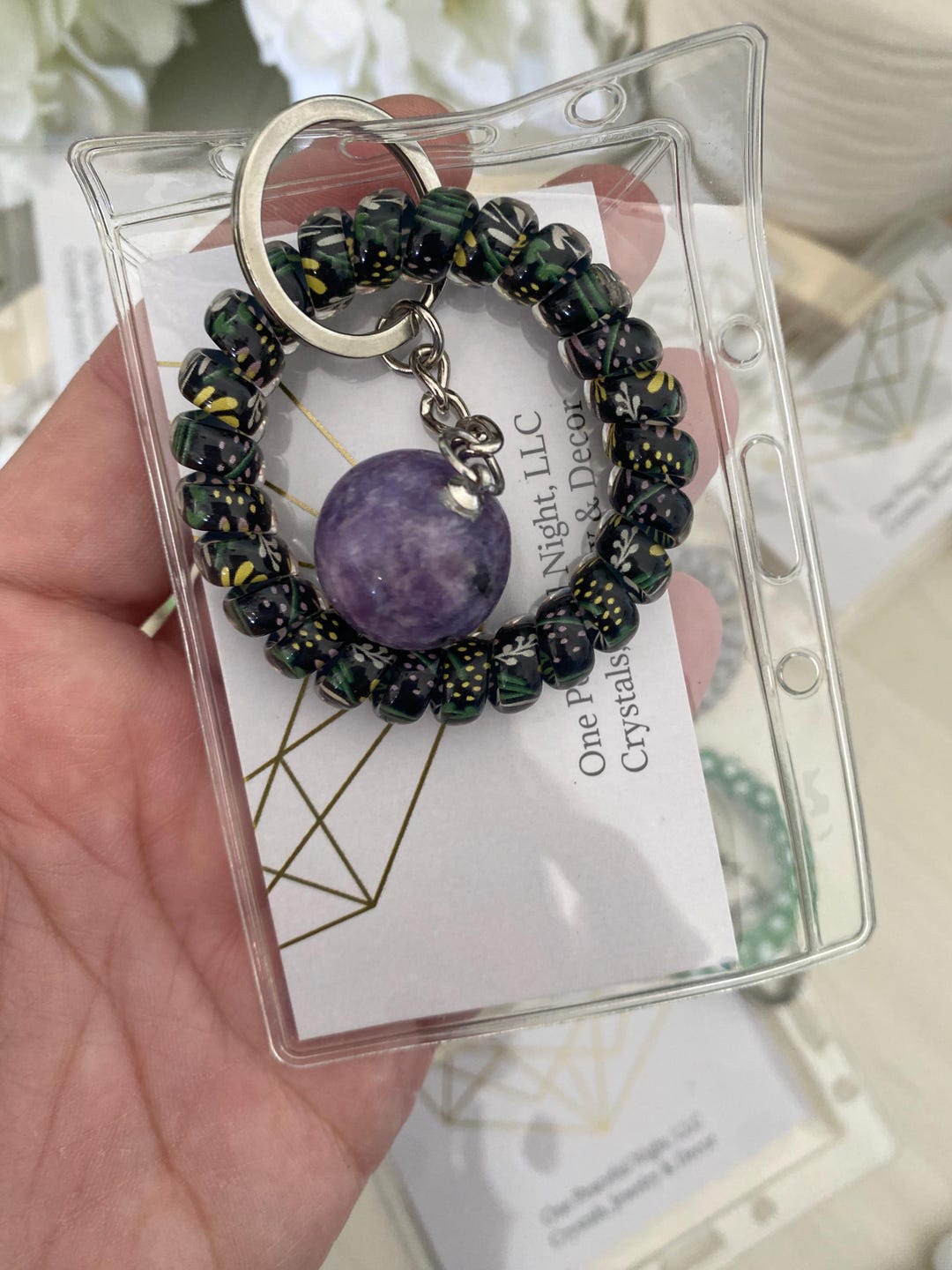 Wholesale Set of 8 Crystal Sphere Keychains/id Holders With Wristlet ...